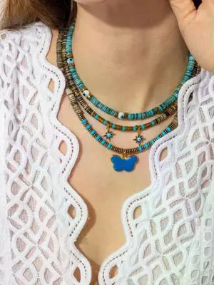 HIJAS DE PUKA Beaded Butterfly Pendant Necklace