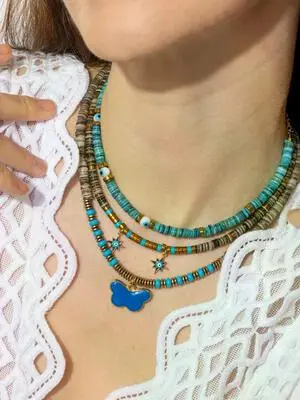 HIJAS DE PUKA Beaded Butterfly Pendant Necklace