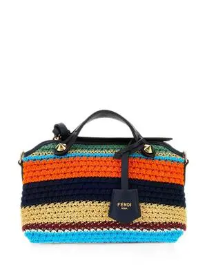 Fendi By The Way Striped Crochet Tote Bag - Orange