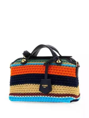 Fendi By The Way Striped Crochet Tote Bag