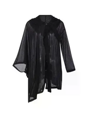 Yohji Yamamoto Asymmetric-hem Hooded Jacket - Black