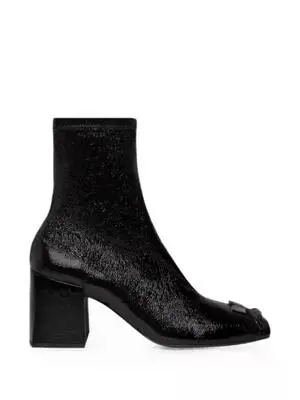 COURREGES Reedition Vinyl Logo-plaque Ankle Boots - Black