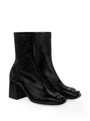 COURREGES Reedition Vinyl Ankle Boots With Logo Plaque - Black