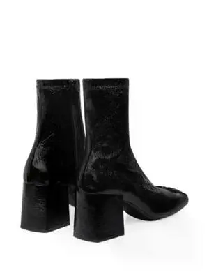 COURREGES Reedition Vinyl Ankle Boots With Logo Plaque - Black
