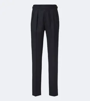 Rubinacci Pleated Virgin Wool Tapered Trousers - Blue