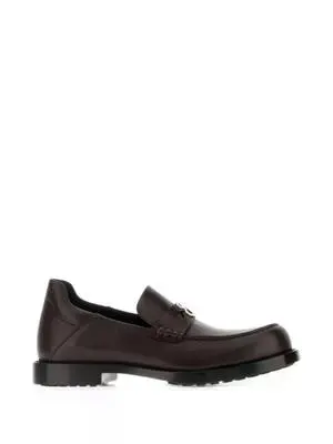 Balenciaga Logo Plaque Leather Loafers - Brown