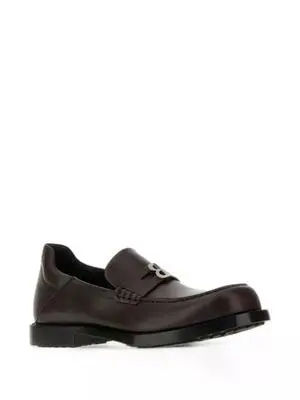 Balenciaga Logo Plaque Leather Loafers - Brown