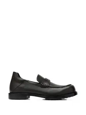 Balenciaga Logo Plaque Leather Loafers - Brown