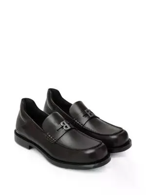 Balenciaga Logo Plaque Leather Loafers - Brown
