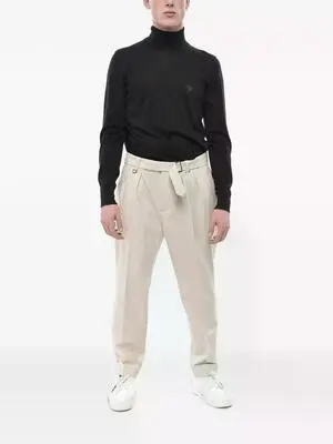 PAOLO PECORA Pleated Belted Trousers - Neutrals