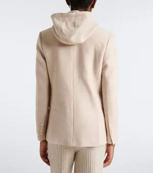 Eleventy Layered Wool Blazer With Drawstring Hood