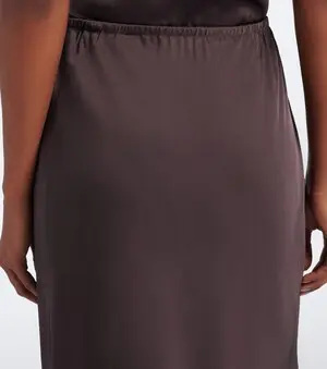 Vince Lace-trimmed Satin Midi Skirt - Brown