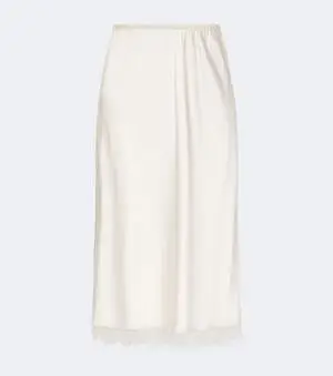 Vince Lace-trimmed Satin Midi Skirt - White