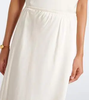 Vince Lace-trimmed Satin Midi Skirt