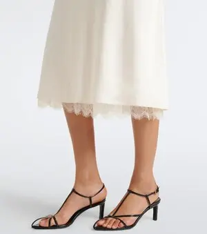 Vince Lace-trimmed Satin Midi Skirt