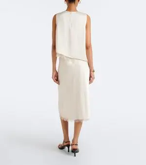 Vince Lace-trimmed Satin Midi Skirt