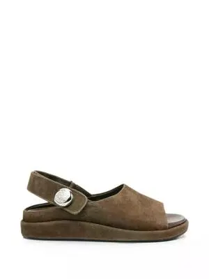 SERGIO MORETTI FIRENZE Suede Slingback Sandals - Brown