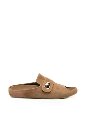 SERGIO MORETTI FIRENZE Embellished Peep-toe Slippers - Brown