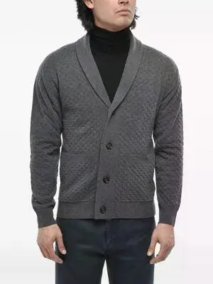 PAOLO PECORA V-neck Waffle-knit Cardigan - Grey