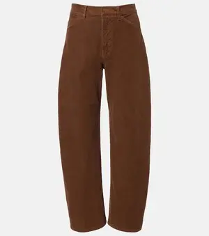 NILI LOTAN Tribeca Cotton-blend Corduroy Barrel-leg Pants - Brown
