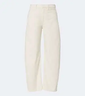 NILI LOTAN Tribeca Cotton-blend Corduroy Barrel-leg Pants - White
