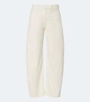 NILI LOTAN Tribeca Cotton-blend Corduroy Barrel-leg Pants - White
