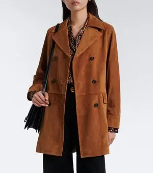 NILI LOTAN Remington Double-breasted Suede Coat