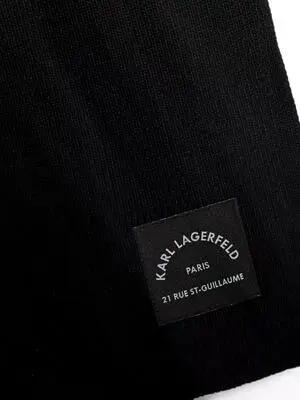 Karl Lagerfeld Logo-patch Ribbed Scarf - Black