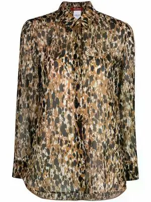 Max Mara Abstract-print Silk Shirt - Brown
