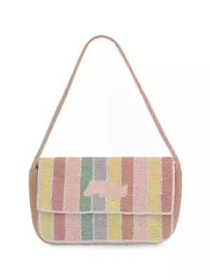 MC2 SAINT BARTH Bead-embellished Striped Shoulder Bag - Neutrals