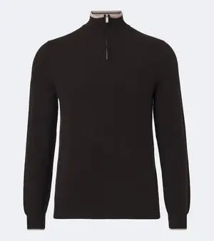 Fedeli Cashmere Half-zip Sweater - Brown