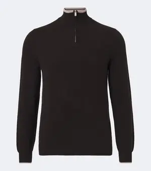Fedeli Cashmere Half-zip Sweater - Brown