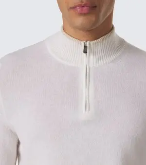 Fedeli Cashmere Half-zip Sweater - White