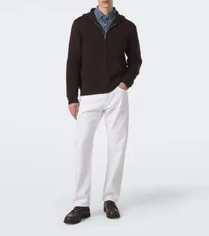 ALLUDE Knitted Wool And Cashmere Zip-up Hoodie