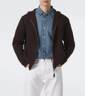 ALLUDE Knitted Wool And Cashmere Zip-up Hoodie