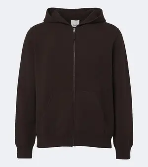 ALLUDE Knitted Wool And Cashmere Zip-up Hoodie - Brown