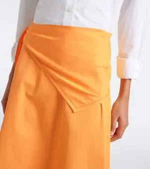 Vince Cotton Midi Skirt With Self-tie Waist - Orange