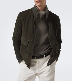 Fedeli Cashmere-trimmed Suede Jacket