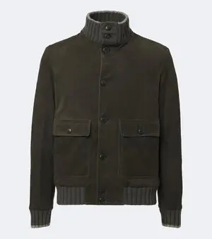 Fedeli Cashmere-trimmed Suede Jacket - Green