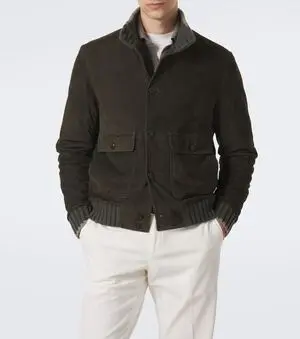 Fedeli Cashmere-trimmed Suede Jacket - Green