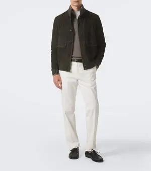 Fedeli Cashmere-trimmed Suede Jacket - Green