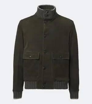 Fedeli Cashmere-trimmed Suede Jacket - Green