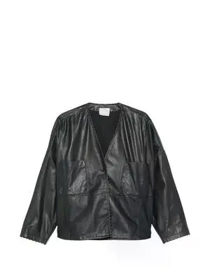 FORTE_FORTE Bead-embellished Leather Jacket - Blue