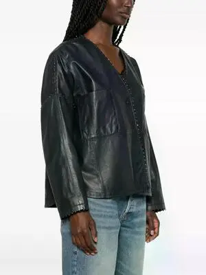 FORTE_FORTE Bead-embellished Leather Jacket