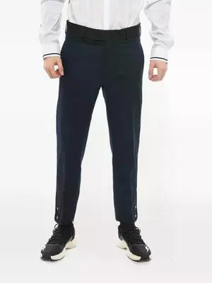 Neil Barrett Contrast-edging Ankle-button Trousers - Blue