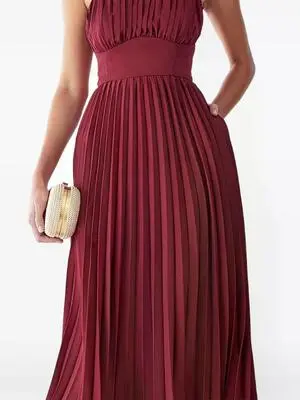 WILLA Lucie Pleated Square-neck Midi Dress - Red