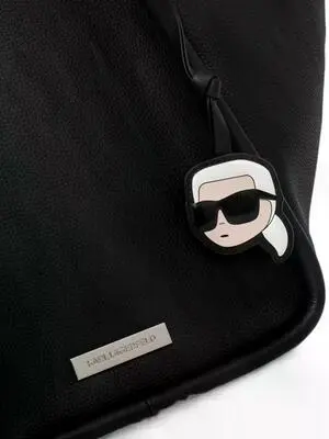 Karl Lagerfeld Pebbled Logo Plaque Tote Bag