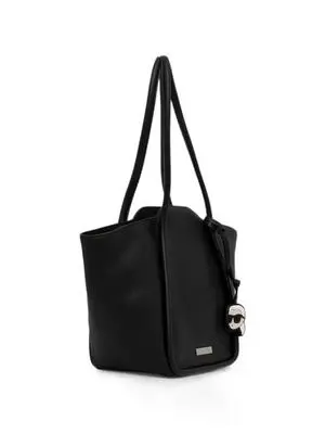 Karl Lagerfeld Pebbled Logo Plaque Tote Bag - Black