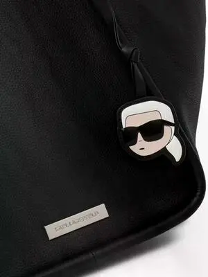 Karl Lagerfeld Pebbled Logo Plaque Tote Bag