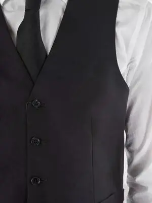 Corneliani Single-breasted Wool Waistcoat - Black